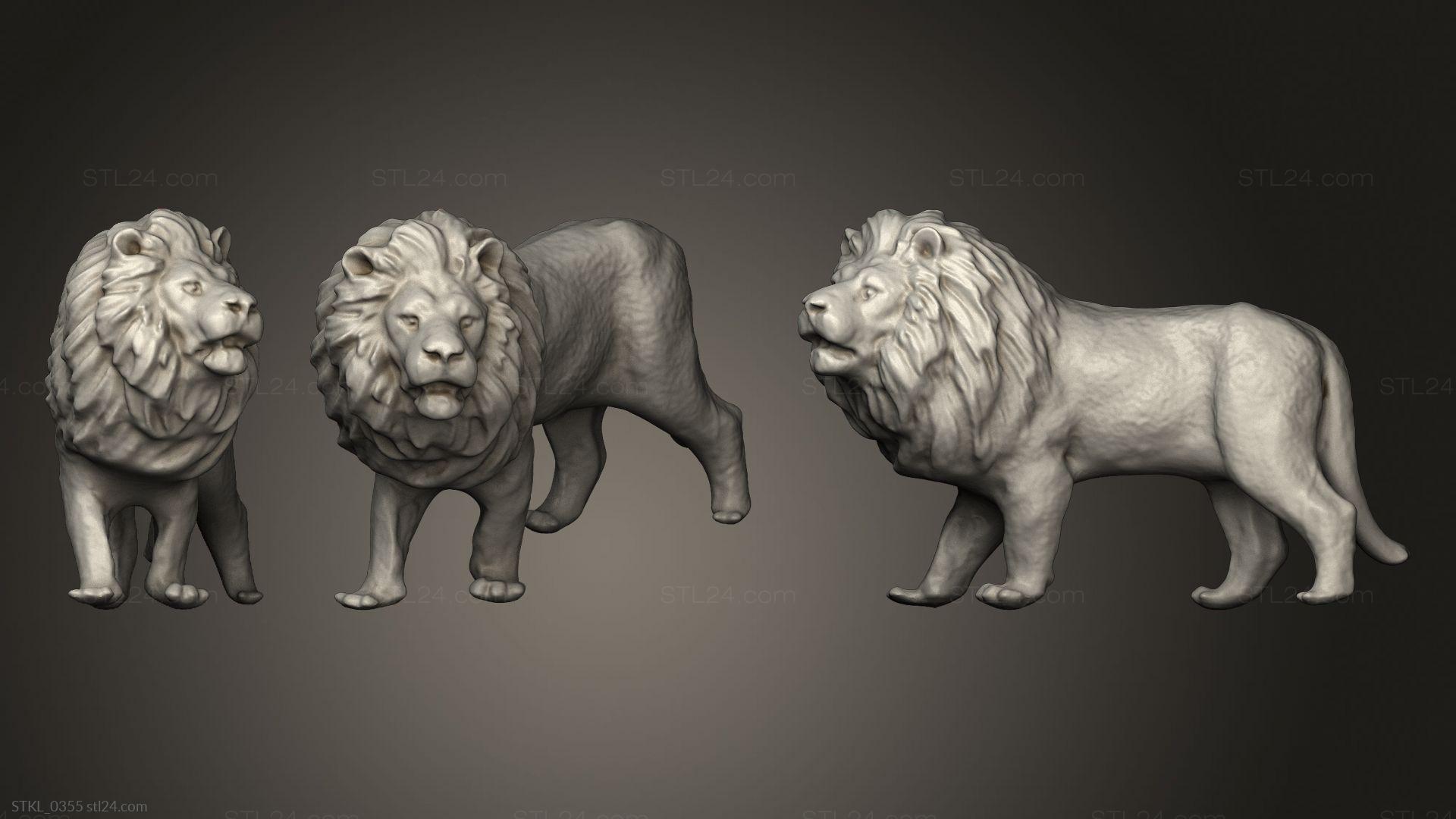 Figurines lions tigers sphinxes - Lion 345, STKL_0355. 3D stl model for CNC
